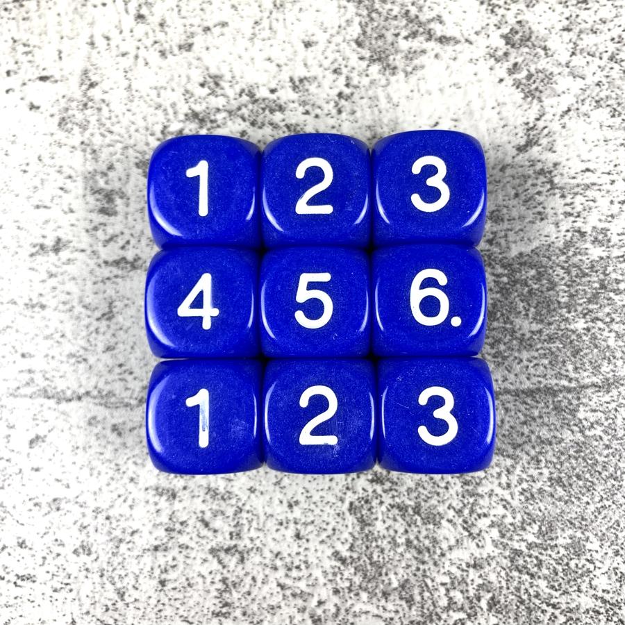 D6 Number Dice 16mm - Blue at Tabletoys